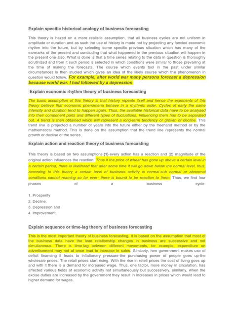 explain specific historical analogy of business forecasting pdf