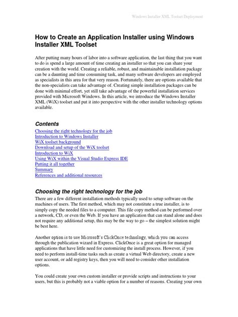 Windows Installer Xml Toolset Deployment Pdf Installation Computer
