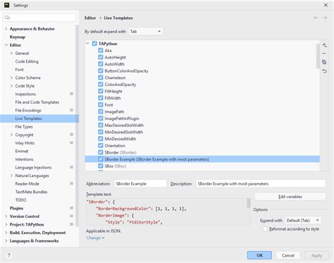 Using Pycharmlive Templates Tacolor