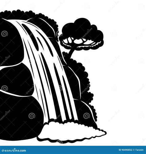 Waterfalls Clipart Black And White