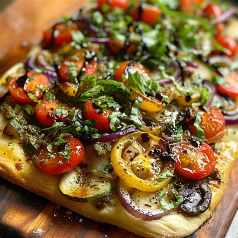 Amazing Balsamic Roasted Veggie Flatbread Delightfully Delicious