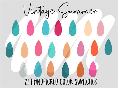 Procreate Palette Summer Color Swatches Retro Color Palette Procreate Color Palette Etsy