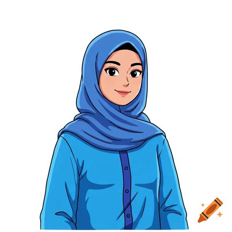 Sketch Cartoon Girl Wearing Hijab Anime Hijab Girl With Glasses