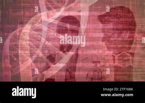 Animation Of Dna Helix Rotating And Programming Language In Loop Over Doctors Discussing In