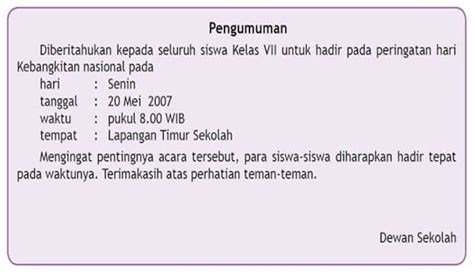 2 Contoh Teks Pengumuman Dan Pengertiannya Terlengkap
