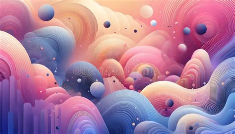 Abstract Gradient Background With Soft Pastel Colors Pink Blue Waves Stock Illustration