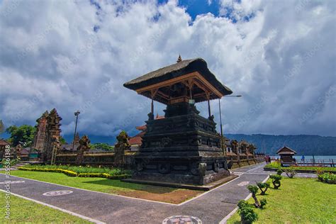 Beautiful Architectural Design Of The Wall Of The Bratan Lake Tample Soft Focus Effect Due To