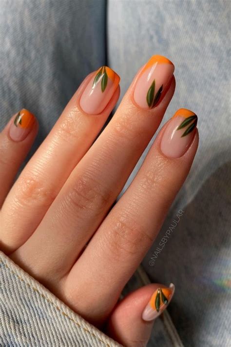 Summer Nail Design Ideas 2025 Tangerine Orange With Mini Fruit Accents