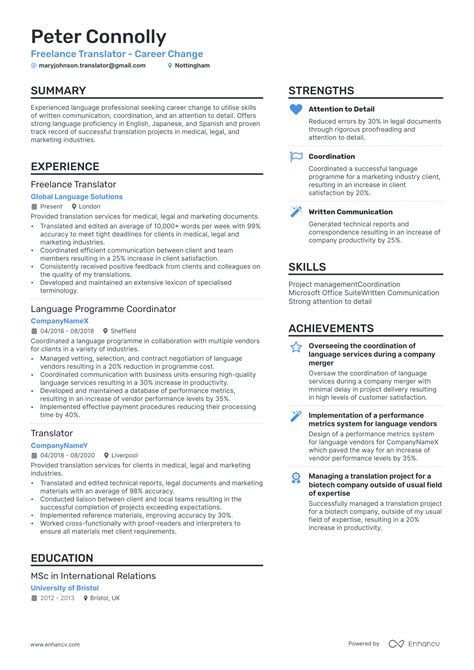 3 Freelance Translator Cv Examples For 2024