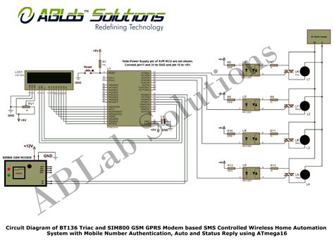 Circuit Diagram Of Bt136 Triac And Sim800 Gsm Gprs Modem Based Sms Controlled Wireless Home