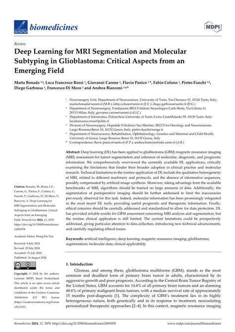 Pdf Deep Learning For Mri Segmentation And Molecular Subtyping In