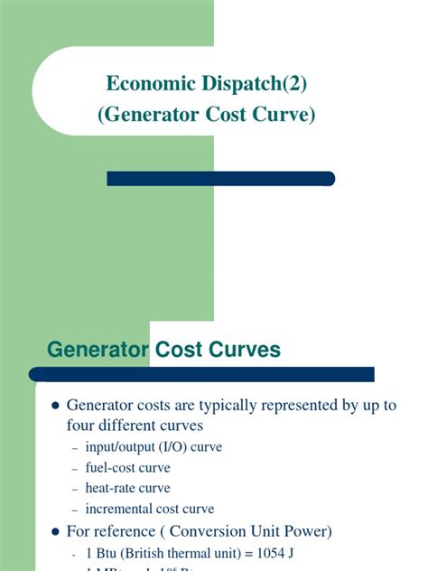 Load Economic Dispatch 2 Generator Cost Curve Pdf British
