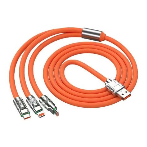 USB Satu Untuk Tiga Kabel Data Telefon Bimbit Pengecasan Pantas Aloi Zink Sesuai Untuk Kabel