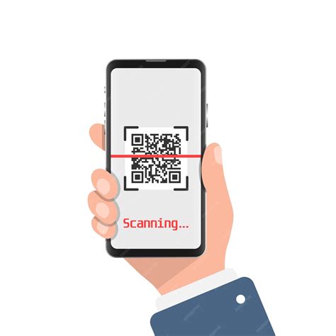 premium vector qr code scan illustration in flat style mobile phone