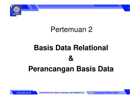 Basis Data Relational Pertemuan 2 Basis Data Relational And Perancangan