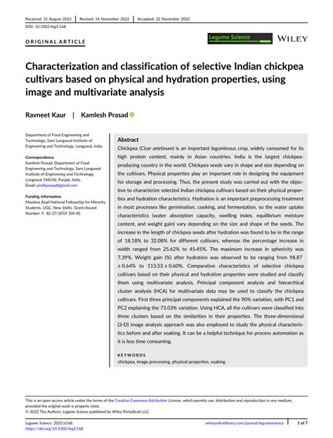 Pdf Characterization And Classification Of Selective Indian Chickpea