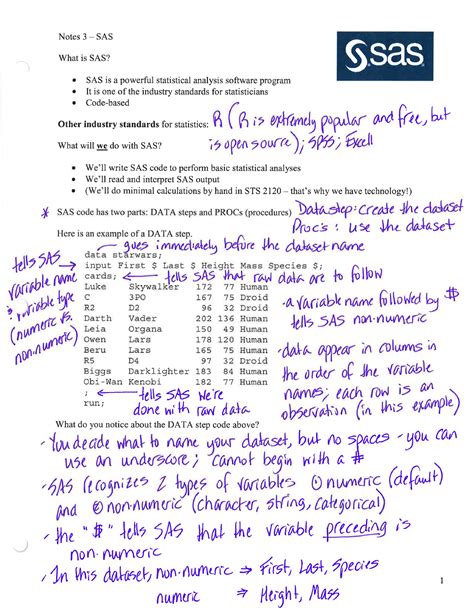 Notes 3 Introduction Into Statistical Analysis Software Program