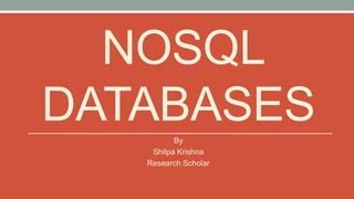 Introduction To Nosql NoSQL Databases PPT