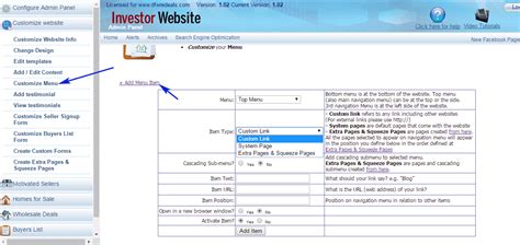 How To Customize Navigation Menu Interactive Real Estate Investor