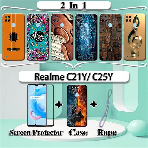 2 In 1 Realme C21y C25y Case With Tempered Glass Curved Ceramic Screen