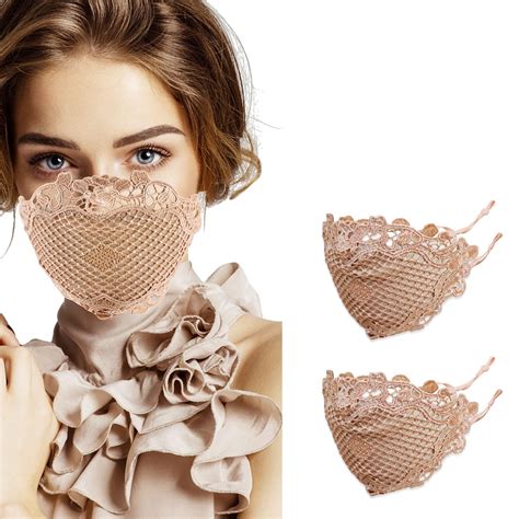 2 Pack Black Lace Face Masks For Women Reusable Masquerade Party