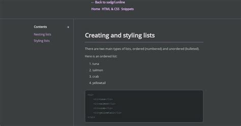 Creating And Styling Lists