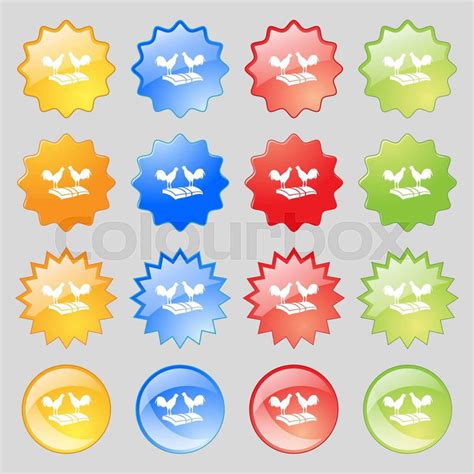 Cock Fights Icon Sign Big Set Of 16 Colorful Modern Buttons Colourbox