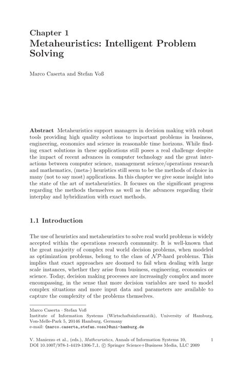pdf metaheuristics intelligent problem solving