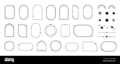 Minimal Line Figures Stars Frames And Borders Twinkles And Sparkles Vector Line Art