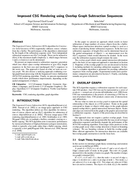Pdf Improved Csg Rendering Using Overlap Graph Subtraction Sequences