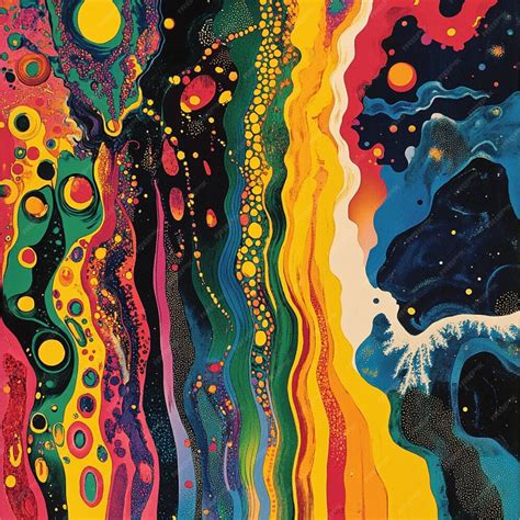 A 1970s Psychedelic Art Scene With Bold Colors And Swirling Patterns2