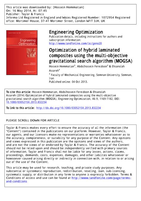 Pdf Optimization Of Hybrid Laminated Composites Using The Multi