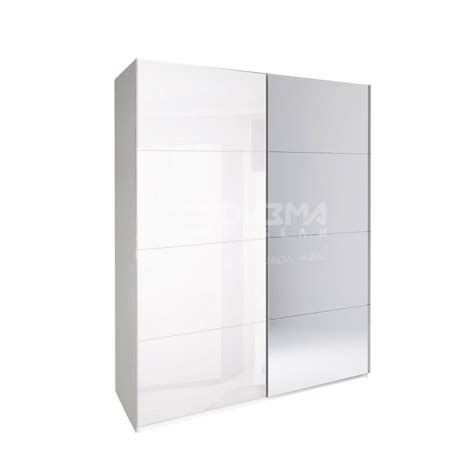 Гардероб Бела бял с огледало и плъзгащи врати