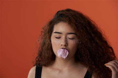 Woman With Exploded Bubble Gum Stock Image Image Of Failure Face 152953789