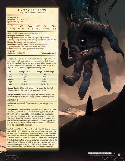 Underdark Monsters 5e Dnd Greater Shadow Shadow Stat Block Undead