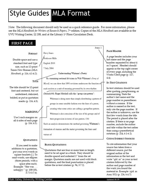 mla formatting guide pdf citation world wide web