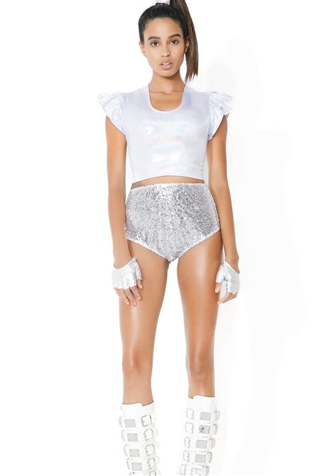 Flirty Flutter Holographic Crop Top Dolls Kill