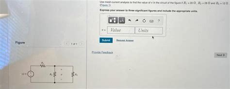 solved use mesh current analysis to find the value of v in