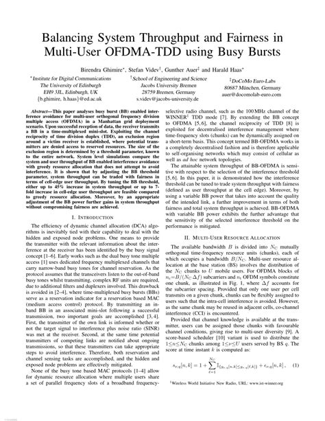 pdf balancing system throughput and fairness in multi user ofdma tdd