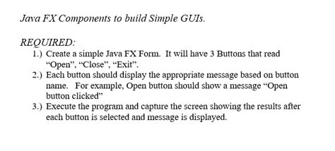 Solved Java Fx Components To Build Simple Guisrequired1