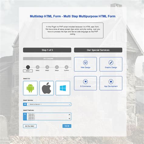 Multistep HTML Form Multi Step Multipurpose HTML Form By Mgscoder