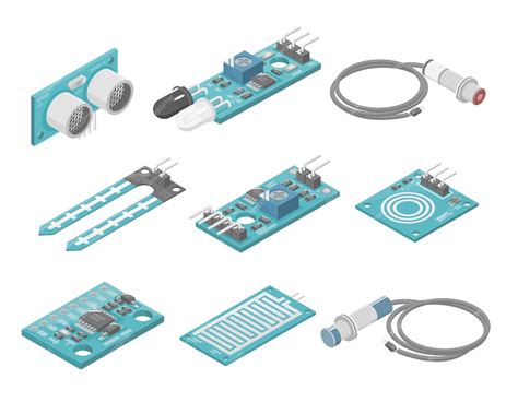 Arduino 센서 모듈 자이로스코프 터치 토양 초음파 Ir 마이크로컨트롤러 센서 인터페이스 Plc Indu 프리미엄 벡터