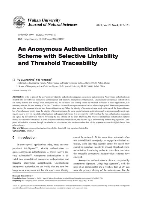 Pdf An Anonymous Authentication Scheme With Selective Linkability And