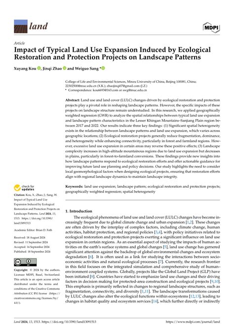 Pdf Impact Of Typical Land Use Expansion Induced By Ecological Restoration And Protection