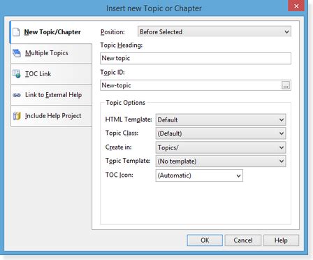 Creating New Topics In The TOC