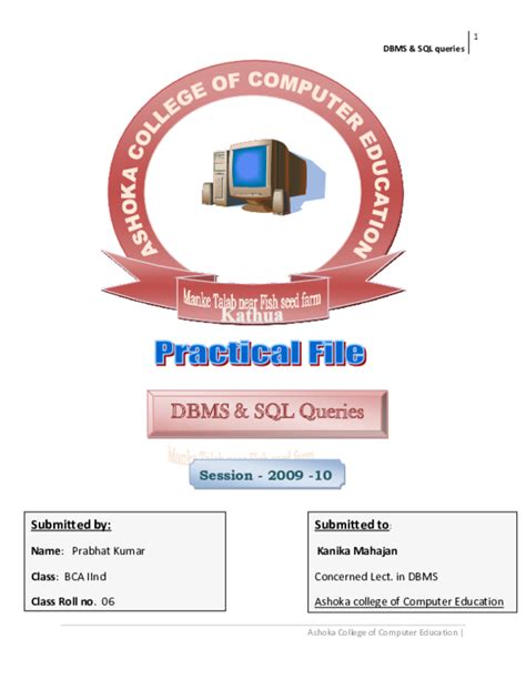 Doc Practical File Of Sql Queries Dbms