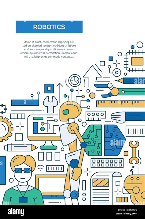 Robotics Vector Line Design Brochure Poster Flyer Presentation Template A4 Size Layout