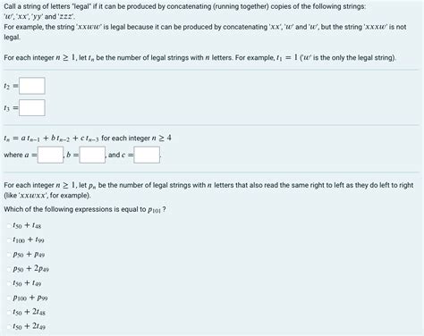 Solved Call A String Of Letters Legal If It Can Be Chegg Com