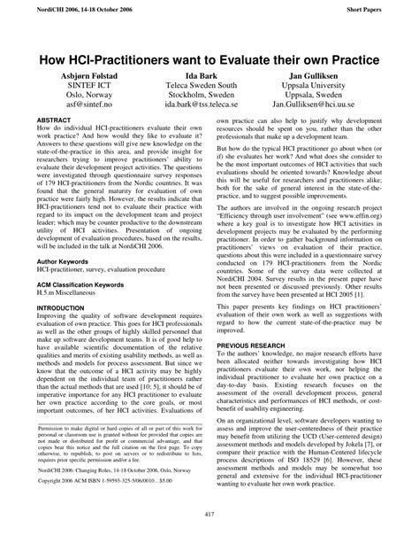 PDF How HCI Practitioners Want To Evaluate Their Own Practice