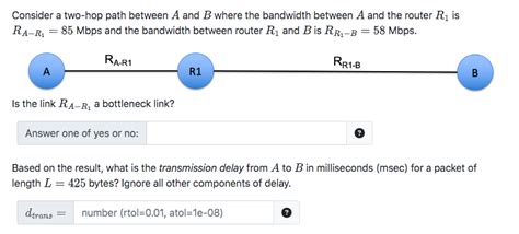 solved consider a two hop path between a and b where the